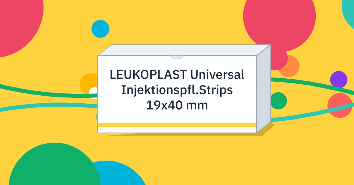 Symbolbild: Packung mit der Aufschrift LEUKOPLAST Universal Injektionspfl.Strips 19x40 mm (PZN 14062045) – Verfügbarkeit und Bezug in Apotheken in Frankfurt am Main