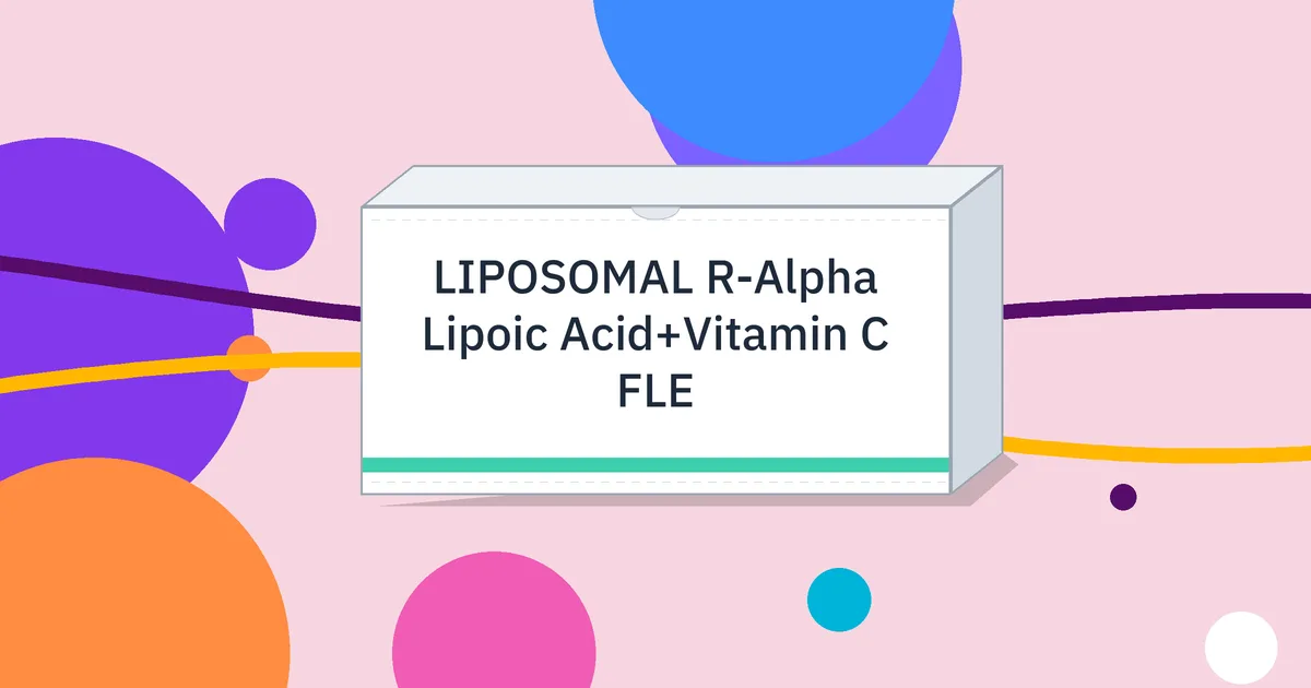 Symbolbild: Packung mit der Aufschrift LIPOSOMAL R-Alpha Lipoic Acid+Vitamin C FLE (PZN 19407359) – Verfügbarkeit und Bezug in Apotheken in Frankfurt am Main