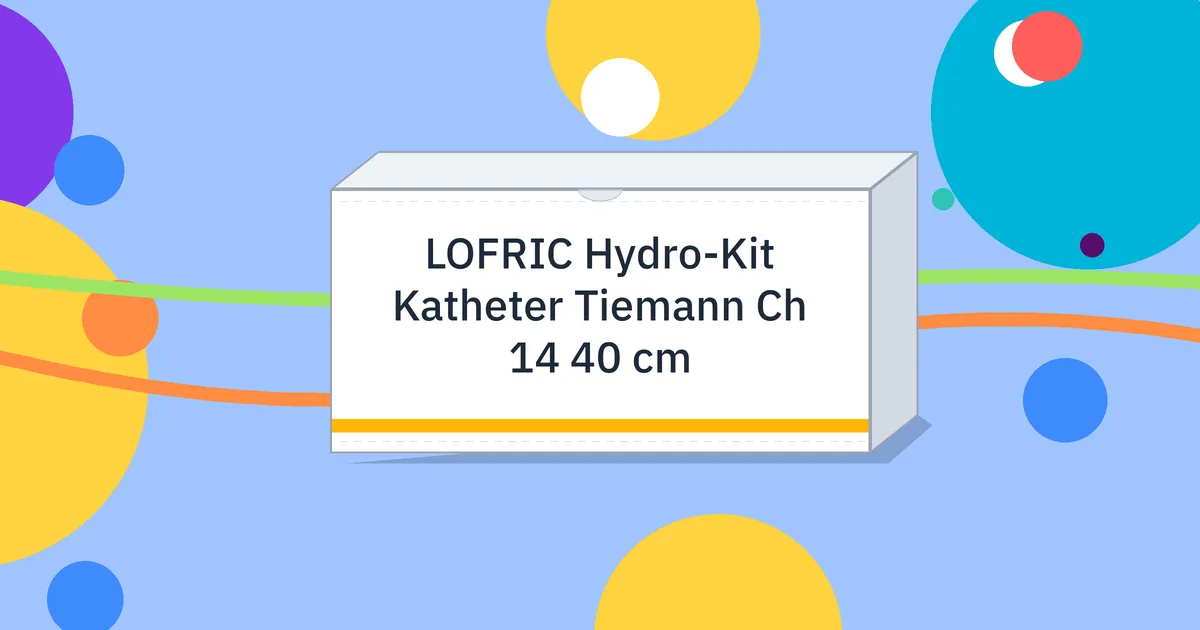 Symbolbild: Packung mit der Aufschrift LOFRIC Hydro-Kit Katheter Tiemann Ch 14 40 cm (PZN 17153587) – Verfügbarkeit und Bezug in Apotheken in Frankfurt am Main