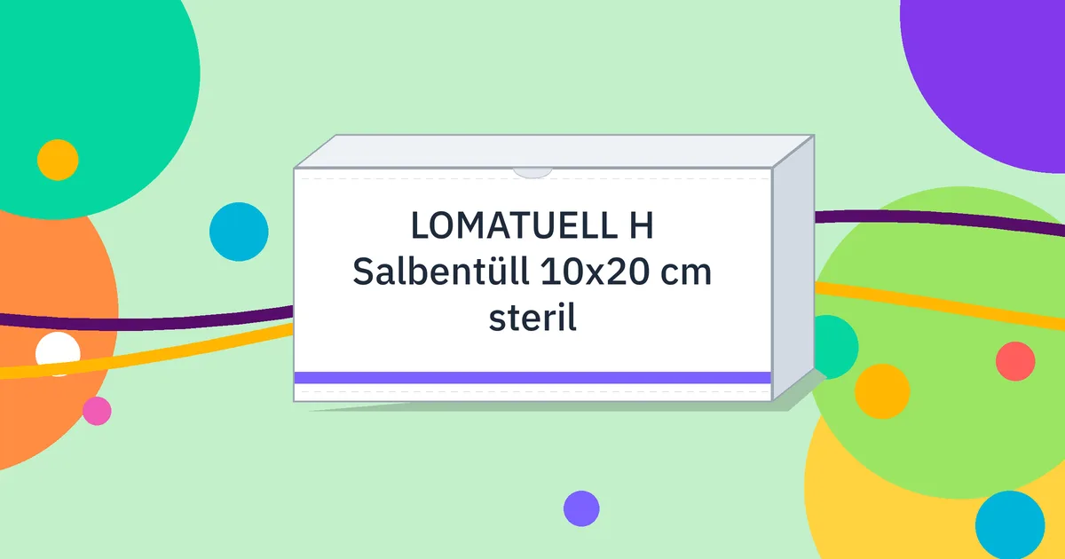 Symbolbild: Packung mit der Aufschrift LOMATUELL H Salbentüll 10x20 cm steril (PZN 17253018) – Verfügbarkeit und Bezug in Apotheken in Frankfurt am Main