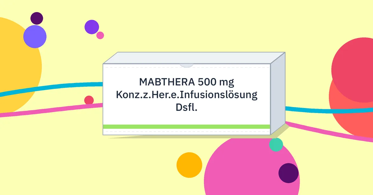 Symbolbild: Packung mit der Aufschrift MABTHERA 500 mg Konz.z.Her.e.Infusionslösung Dsfl. (PZN 17146417) – Verfügbarkeit und Bezug in Apotheken in Frankfurt am Main