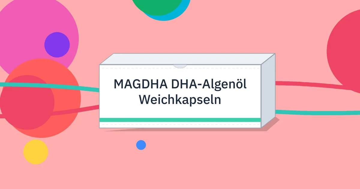 Symbolbild: Packung mit der Aufschrift MAGDHA DHA-Algenöl Weichkapseln (PZN 19874204) – Verfügbarkeit und Bezug in Apotheken in Frankfurt am Main