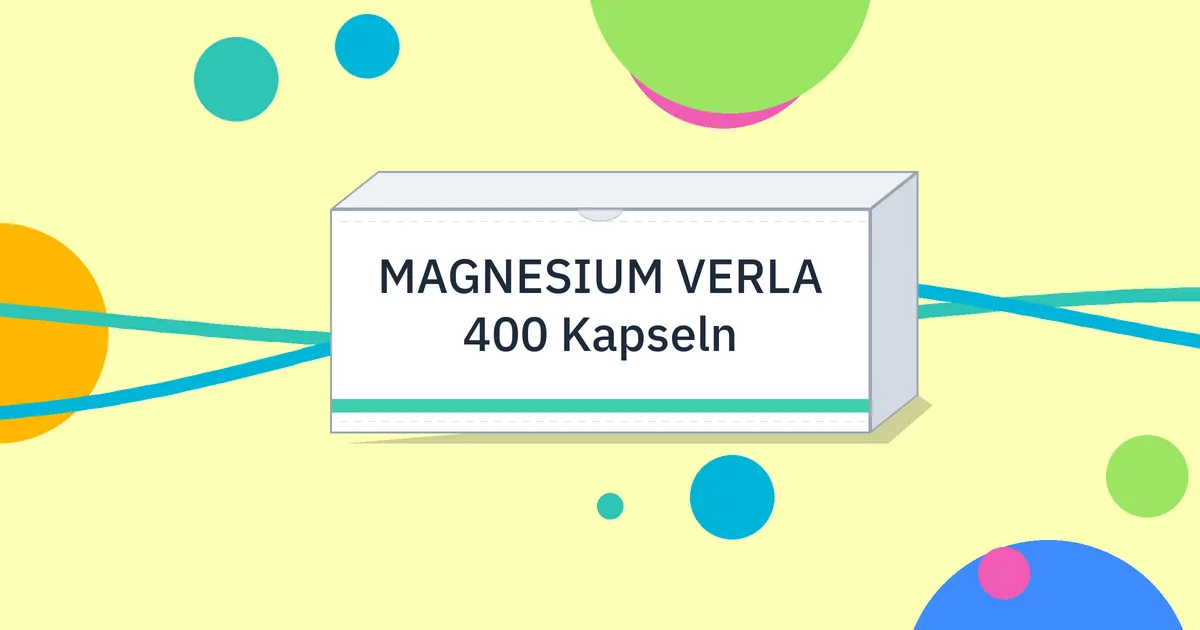 Symbolbild: Packung mit der Aufschrift MAGNESIUM VERLA 400 Kapseln (PZN 18812514) – Verfügbarkeit und Bezug in Apotheken in Frankfurt am Main