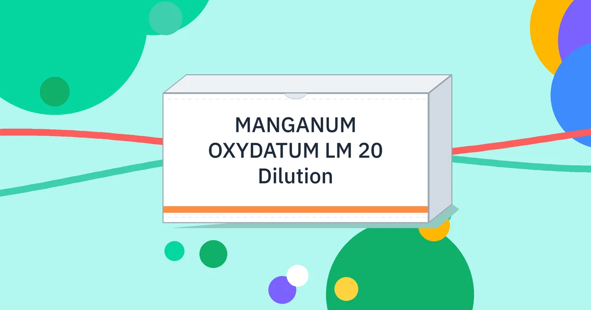 Symbolbild: Packung mit der Aufschrift MANGANUM OXYDATUM LM 20 Dilution (PZN 12944717) – Verfügbarkeit und Bezug in Apotheken in Frankfurt am Main