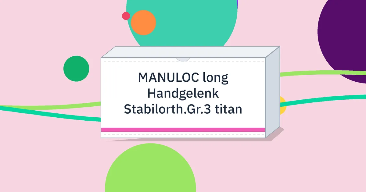 Symbolbild: Packung mit der Aufschrift MANULOC long Handgelenk Stabilorth.Gr.3 titan (PZN 11028303) – Verfügbarkeit und Bezug in Apotheken in Frankfurt am Main