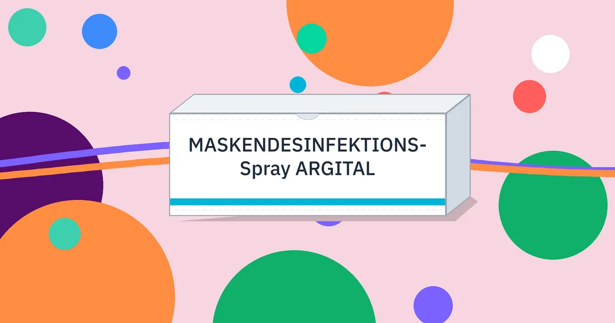 Symbolbild: Packung mit der Aufschrift MASKENDESINFEKTIONS-Spray ARGITAL (PZN 17529667) – Verfügbarkeit und Bezug in Apotheken in Frankfurt am Main