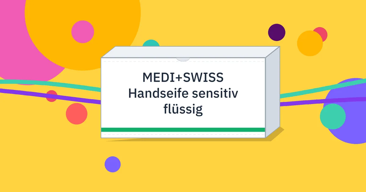 Symbolbild: Packung mit der Aufschrift MEDI+SWISS Handseife sensitiv flüssig (PZN 14438243) – Verfügbarkeit und Bezug in Apotheken in Frankfurt am Main