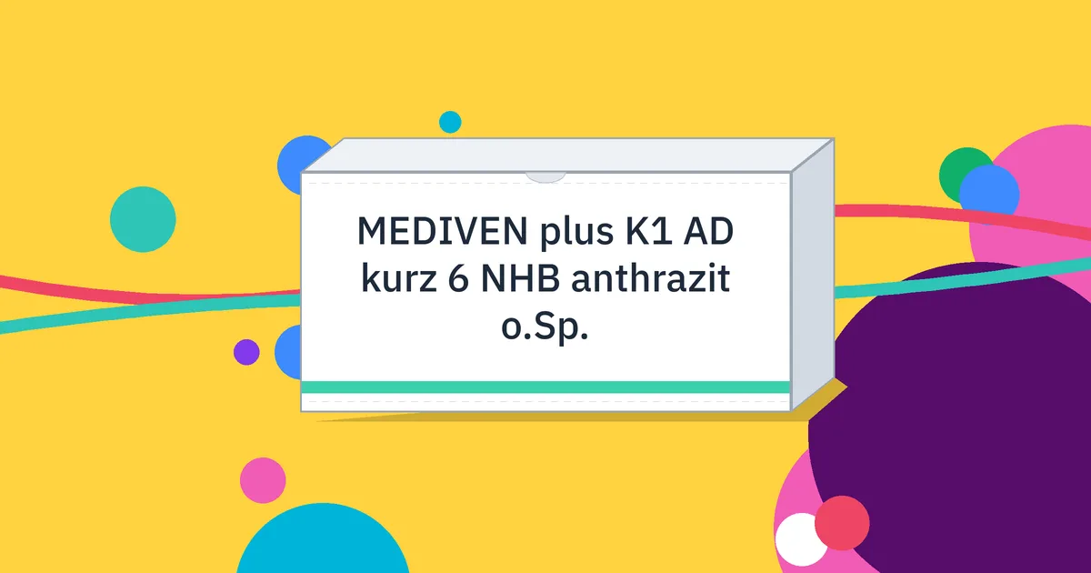 Symbolbild: Packung mit der Aufschrift MEDIVEN plus K1 AD kurz 6 NHB anthrazit o.Sp. (PZN 15897415) – Verfügbarkeit und Bezug in Apotheken in Frankfurt am Main