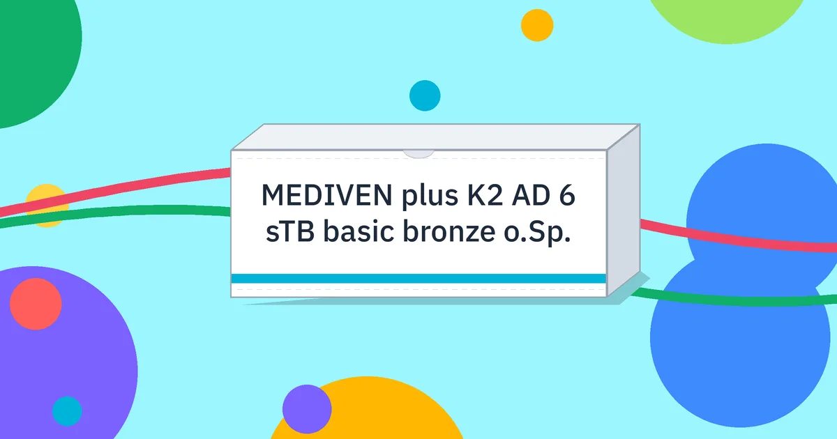 Symbolbild: Packung mit der Aufschrift MEDIVEN plus K2 AD 6 sTB basic bronze o.Sp. (PZN 15096141) – Verfügbarkeit und Bezug in Apotheken in Frankfurt am Main