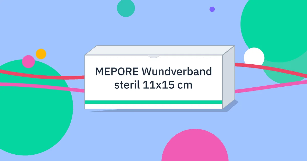 Symbolbild: Packung mit der Aufschrift MEPORE Wundverband steril 11x15 cm (PZN 12443412) – Verfügbarkeit und Bezug in Apotheken in Frankfurt am Main