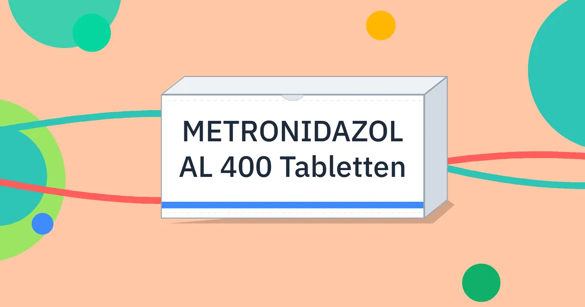 Symbolbild: Packung mit der Aufschrift METRONIDAZOL AL 400 Tabletten (PZN 12644702) – Verfügbarkeit und Bezug in Apotheken in Frankfurt am Main