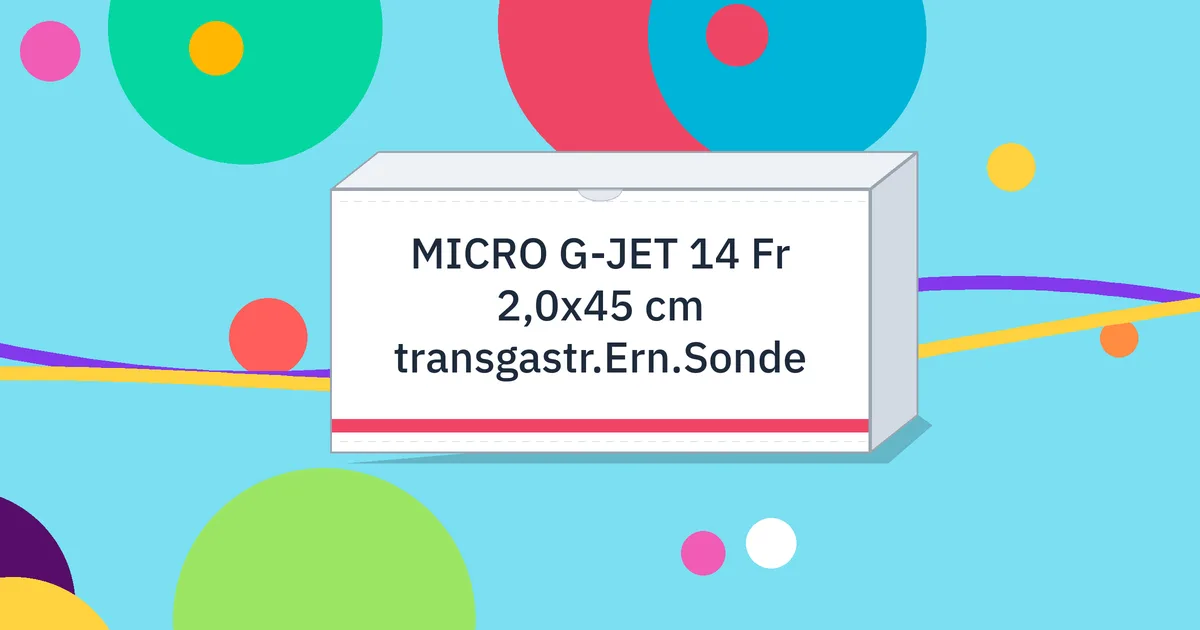 Symbolbild: Packung mit der Aufschrift MICRO G-JET 14 Fr 2,0x45 cm transgastr.Ern.Sonde (PZN 17818443) – Verfügbarkeit und Bezug in Apotheken in Frankfurt am Main
