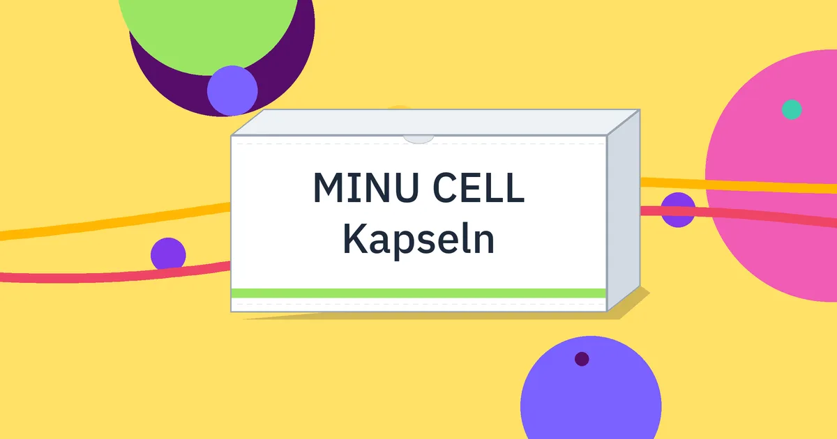 Symbolbild: Packung mit der Aufschrift MINU CELL Kapseln (PZN 01034225) – Verfügbarkeit und Bezug in Apotheken in Frankfurt am Main
