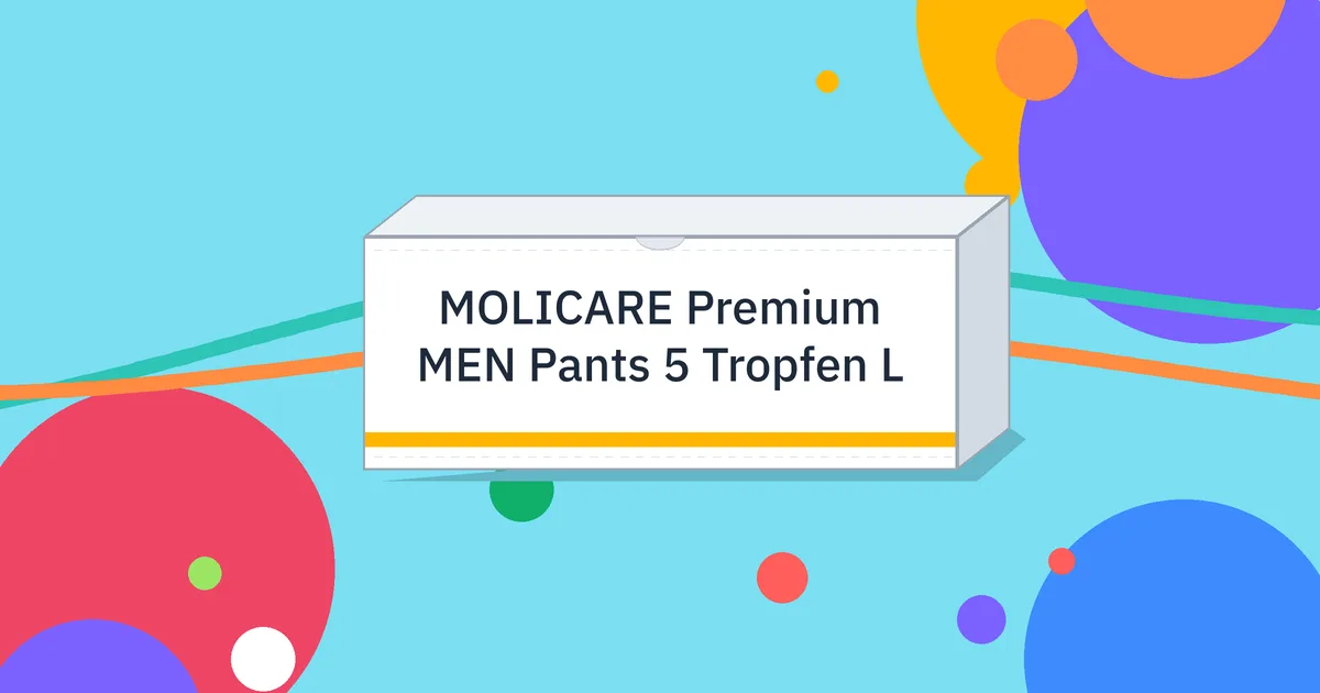 Symbolbild: Packung mit der Aufschrift MOLICARE Premium MEN Pants 5 Tropfen L (PZN 14022442) – Verfügbarkeit und Bezug in Apotheken in Frankfurt am Main