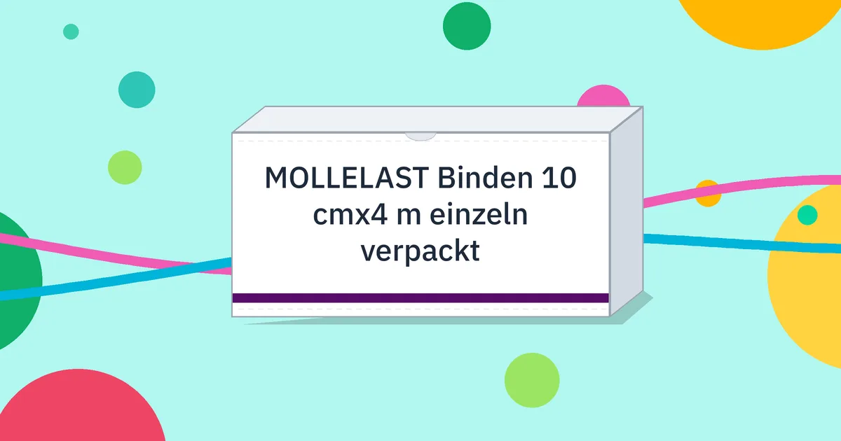 Symbolbild: Packung mit der Aufschrift MOLLELAST Binden 10 cmx4 m einzeln verpackt (PZN 19226787) – Verfügbarkeit und Bezug in Apotheken in Frankfurt am Main