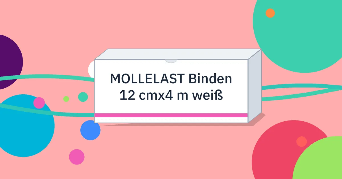 Symbolbild: Packung mit der Aufschrift MOLLELAST Binden 12 cmx4 m weiß (PZN 15430539) – Verfügbarkeit und Bezug in Apotheken in Frankfurt am Main