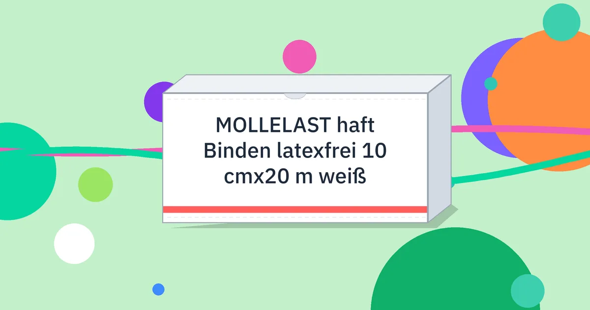 Symbolbild: Packung mit der Aufschrift MOLLELAST haft Binden latexfrei 10 cmx20 m weiß (PZN 15430775) – Verfügbarkeit und Bezug in Apotheken in Frankfurt am Main