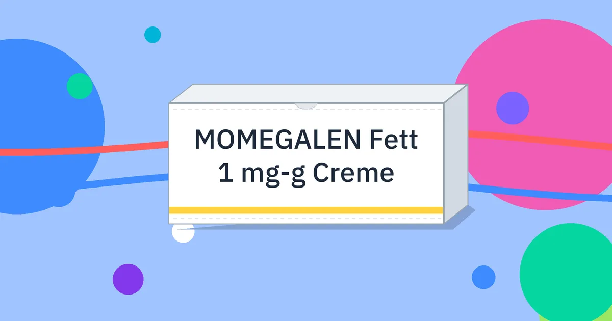 Symbolbild: Packung mit der Aufschrift MOMEGALEN Fett 1 mg-g Creme (PZN 11605982) – Verfügbarkeit und Bezug in Apotheken in Frankfurt am Main