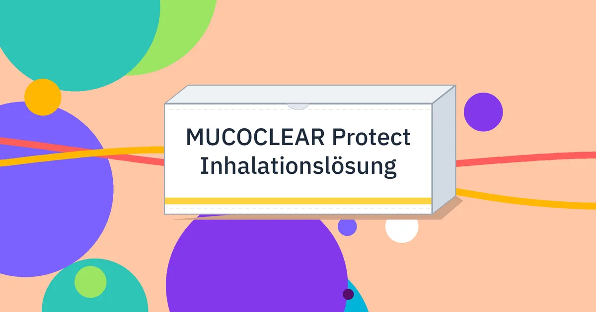 Symbolbild: Packung mit der Aufschrift MUCOCLEAR Protect Inhalationslösung (PZN 16804114) – Verfügbarkeit und Bezug in Apotheken in Frankfurt am Main