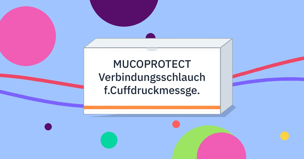 Symbolbild: Packung mit der Aufschrift MUCOPROTECT Verbindungsschlauch f.Cuffdruckmessge. (PZN 08664886) – Verfügbarkeit und Bezug in Apotheken in Frankfurt am Main
