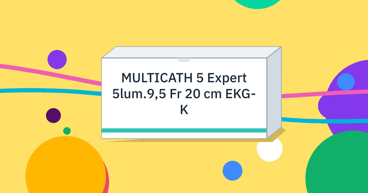 Symbolbild: Packung mit der Aufschrift MULTICATH 5 Expert 5lum.9,5 Fr 20 cm EKG-K (PZN 09446619) – Verfügbarkeit und Bezug in Apotheken in Frankfurt am Main