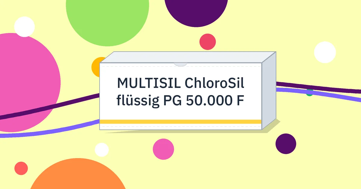 Symbolbild: Packung mit der Aufschrift MULTISIL ChloroSil flüssig PG 50.000 F (PZN 15393761) – Verfügbarkeit und Bezug in Apotheken in Frankfurt am Main