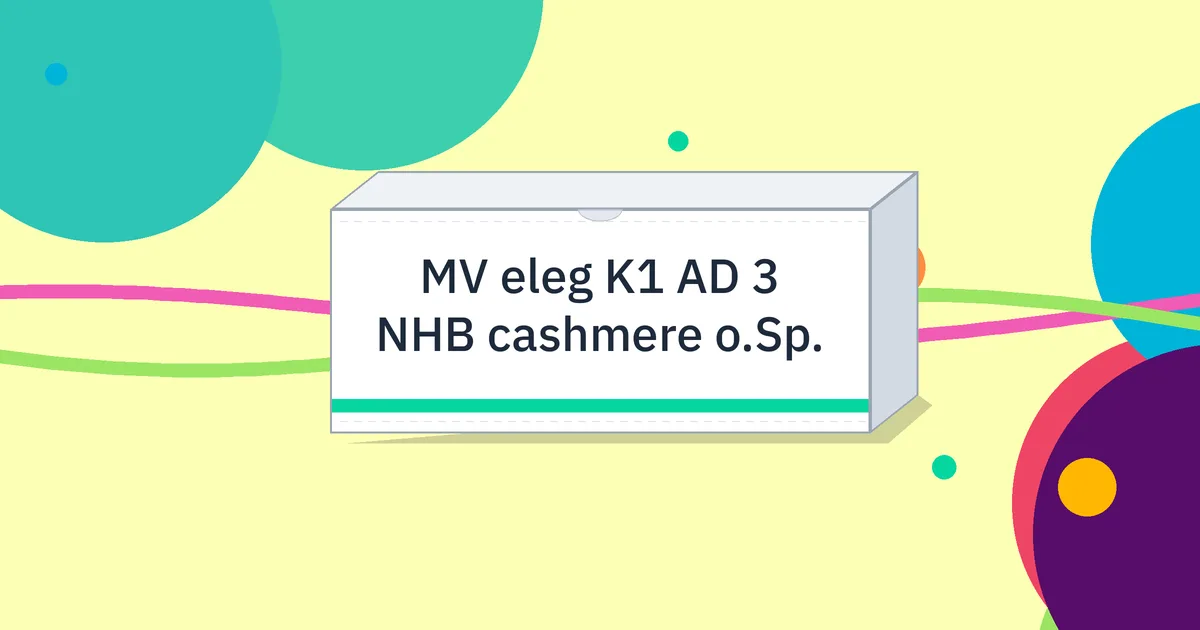 Symbolbild: Packung mit der Aufschrift MV eleg K1 AD 3 NHB cashmere o.Sp. (PZN 15674187) – Verfügbarkeit und Bezug in Apotheken in Frankfurt am Main