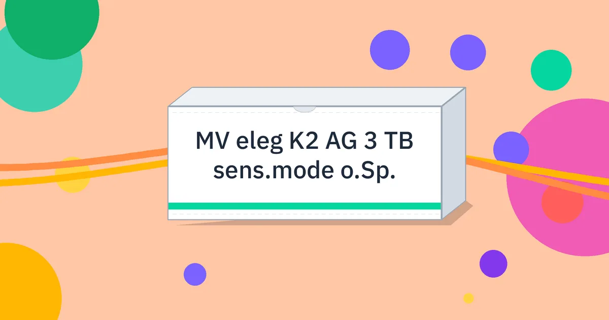 Symbolbild: Packung mit der Aufschrift MV eleg K2 AG 3 TB sens.mode o.Sp. (PZN 09867516) – Verfügbarkeit und Bezug in Apotheken in Frankfurt am Main