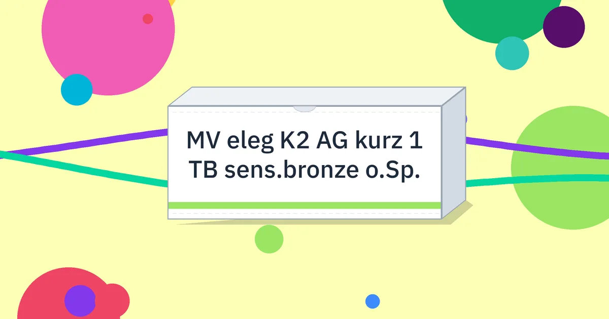 Symbolbild: Packung mit der Aufschrift MV eleg K2 AG kurz 1 TB sens.bronze o.Sp. (PZN 14716452) – Verfügbarkeit und Bezug in Apotheken in Frankfurt am Main