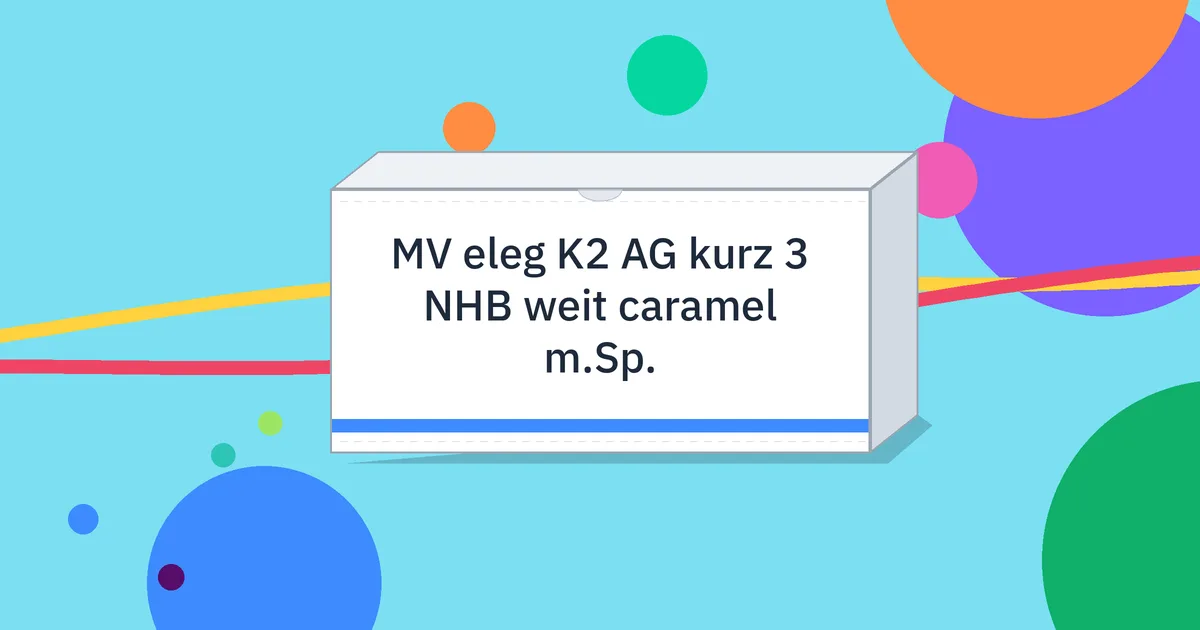 Symbolbild: Packung mit der Aufschrift MV eleg K2 AG kurz 3 NHB weit caramel m.Sp. (PZN 15715259) – Verfügbarkeit und Bezug in Apotheken in Frankfurt am Main
