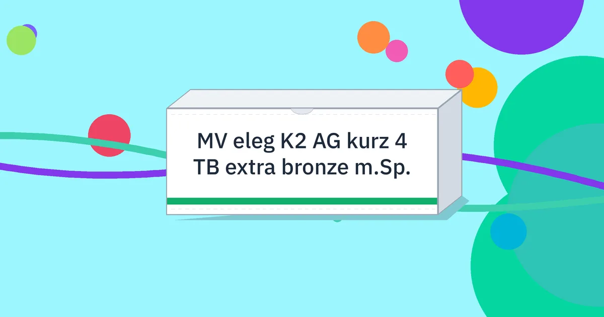 Symbolbild: Packung mit der Aufschrift MV eleg K2 AG kurz 4 TB extra bronze m.Sp. (PZN 14716305) – Verfügbarkeit und Bezug in Apotheken in Frankfurt am Main