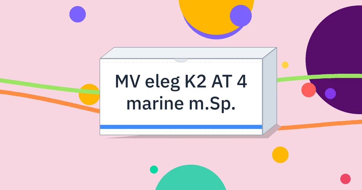 Symbolbild: Packung mit der Aufschrift MV eleg K2 AT 4 marine m.Sp. (PZN 15286410) – Verfügbarkeit und Bezug in Apotheken in Frankfurt am Main
