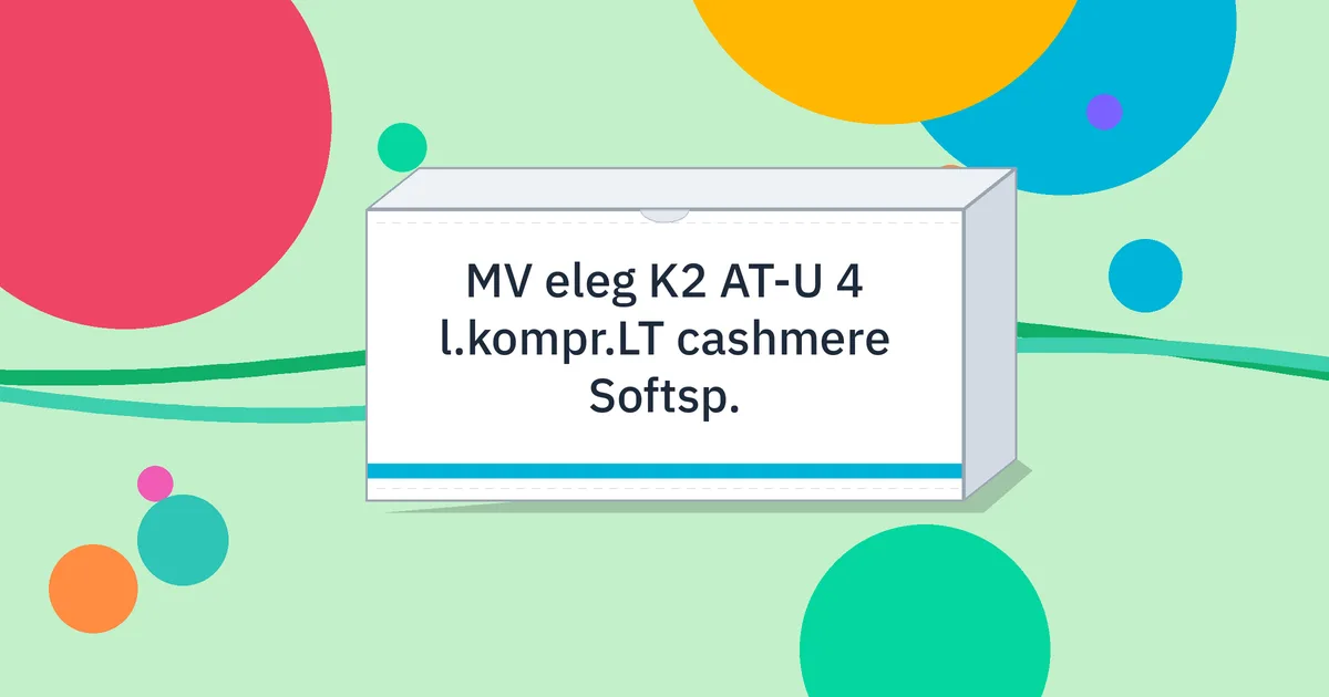 Symbolbild: Packung mit der Aufschrift MV eleg K2 AT-U 4 l.kompr.LT cashmere Softsp. (PZN 14664838) – Verfügbarkeit und Bezug in Apotheken in Frankfurt am Main