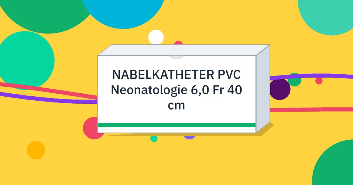 Symbolbild: Packung mit der Aufschrift NABELKATHETER PVC Neonatologie 6,0 Fr 40 cm (PZN 09380694) – Verfügbarkeit und Bezug in Apotheken in Frankfurt am Main