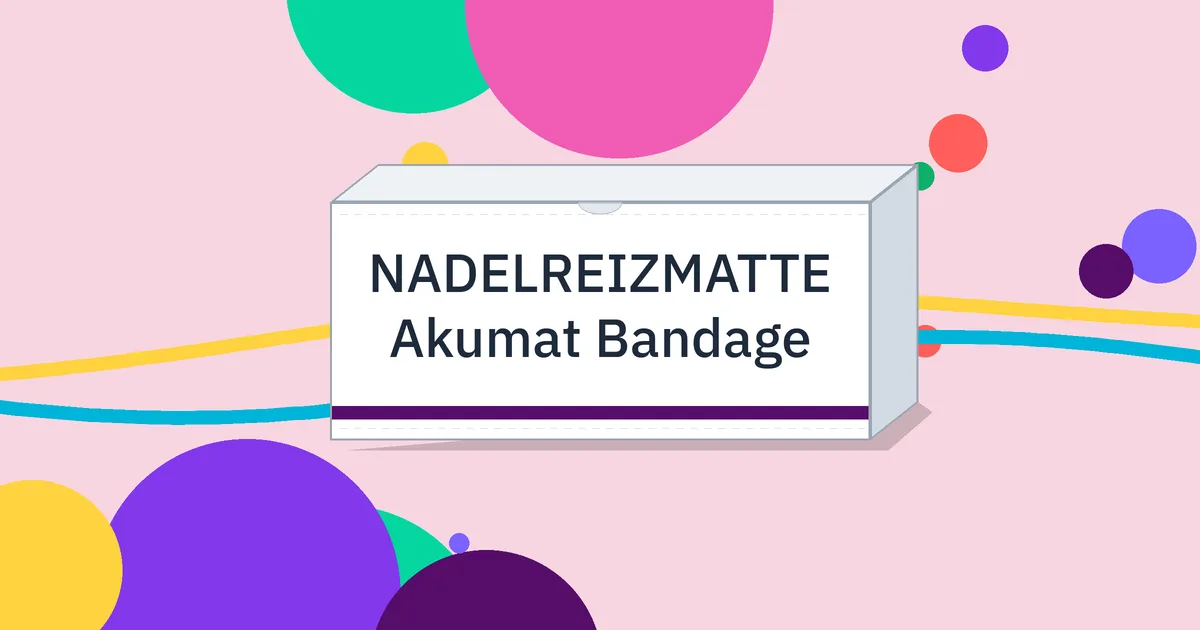 Symbolbild: Packung mit der Aufschrift NADELREIZMATTE Akumat Bandage (PZN 00166806) – Verfügbarkeit und Bezug in Apotheken in Frankfurt am Main