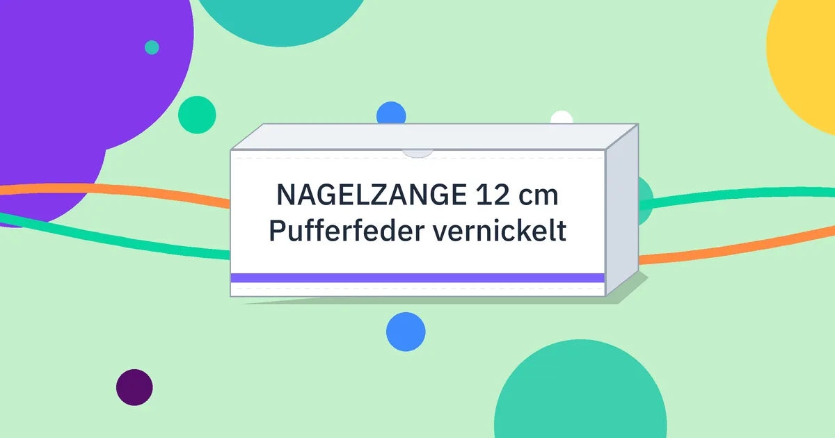 Symbolbild: Packung mit der Aufschrift NAGELZANGE 12 cm Pufferfeder vernickelt (PZN 01871665) – Verfügbarkeit und Bezug in Apotheken in Frankfurt am Main