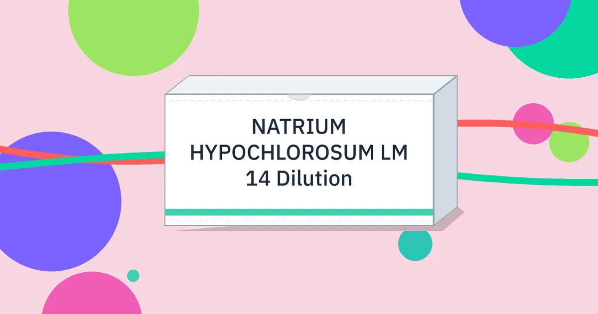 Symbolbild: Packung mit der Aufschrift NATRIUM HYPOCHLOROSUM LM 14 Dilution (PZN 12962980) – Verfügbarkeit und Bezug in Apotheken in Frankfurt am Main