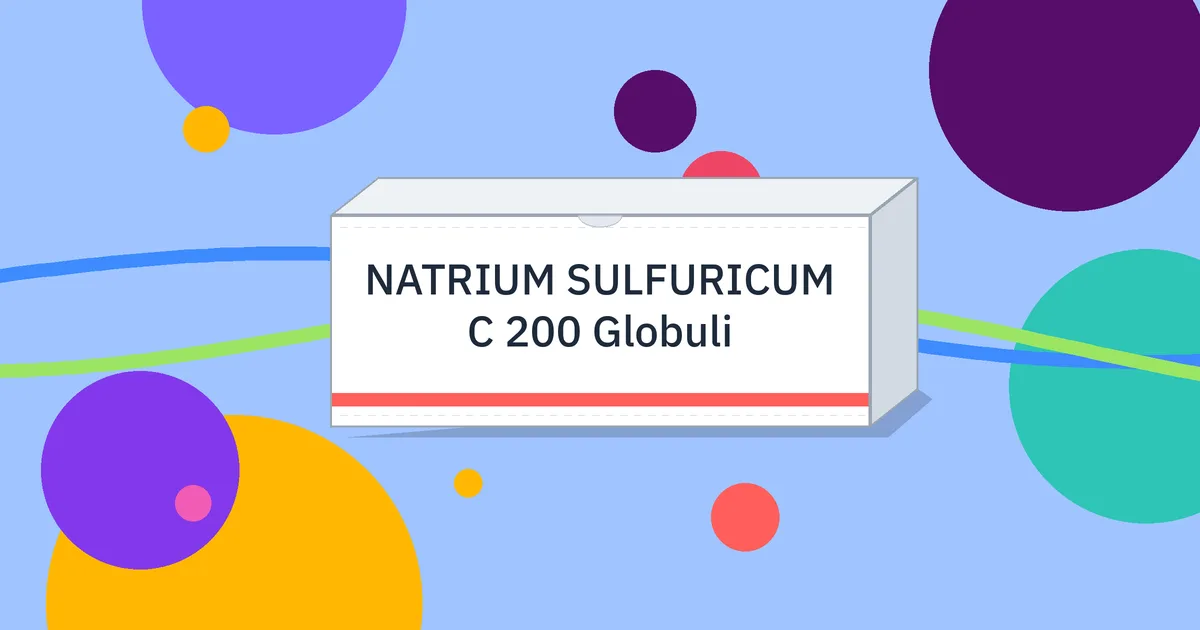 Symbolbild: Packung mit der Aufschrift NATRIUM SULFURICUM C 200 Globuli (PZN 02928120) – Verfügbarkeit und Bezug in Apotheken in Frankfurt am Main