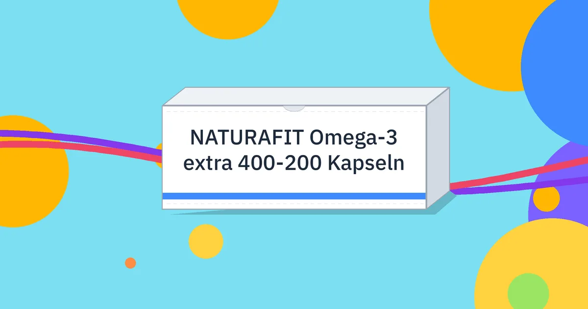 Symbolbild: Packung mit der Aufschrift NATURAFIT Omega-3 extra 400-200 Kapseln (PZN 12516252) – Verfügbarkeit und Bezug in Apotheken in Frankfurt am Main