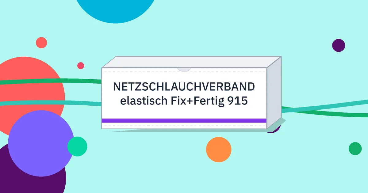 Symbolbild: Packung mit der Aufschrift NETZSCHLAUCHVERBAND elastisch Fix+Fertig 915 (PZN 02092466) – Verfügbarkeit und Bezug in Apotheken in Frankfurt am Main