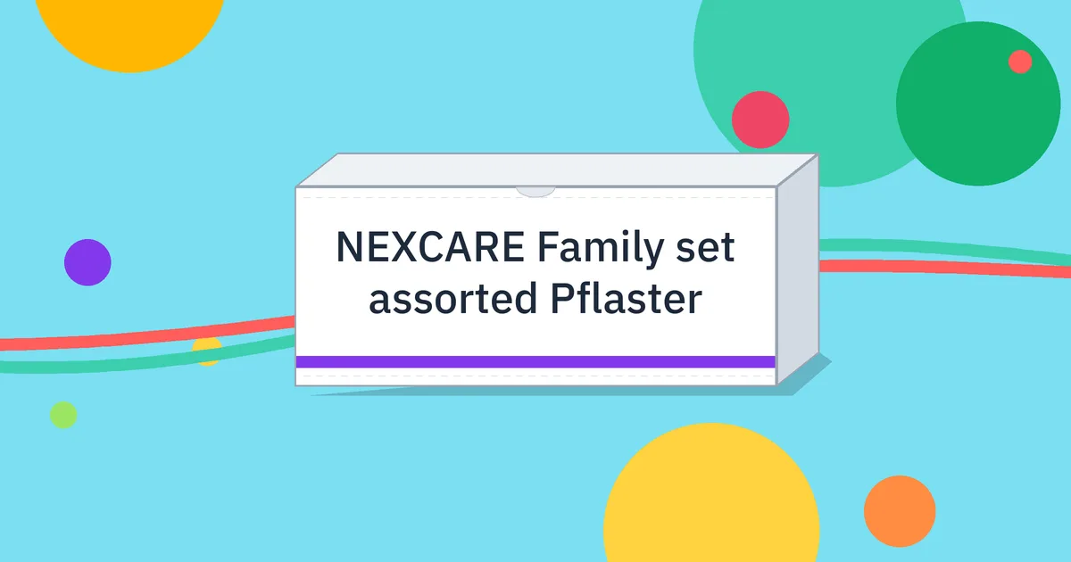Symbolbild: Packung mit der Aufschrift NEXCARE Family set assorted Pflaster (PZN 18761567) – Verfügbarkeit und Bezug in Apotheken in Frankfurt am Main