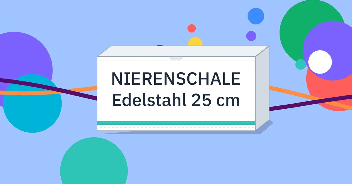 Symbolbild: Packung mit der Aufschrift NIERENSCHALE Edelstahl 25 cm (PZN 03097744) – Verfügbarkeit und Bezug in Apotheken in Frankfurt am Main
