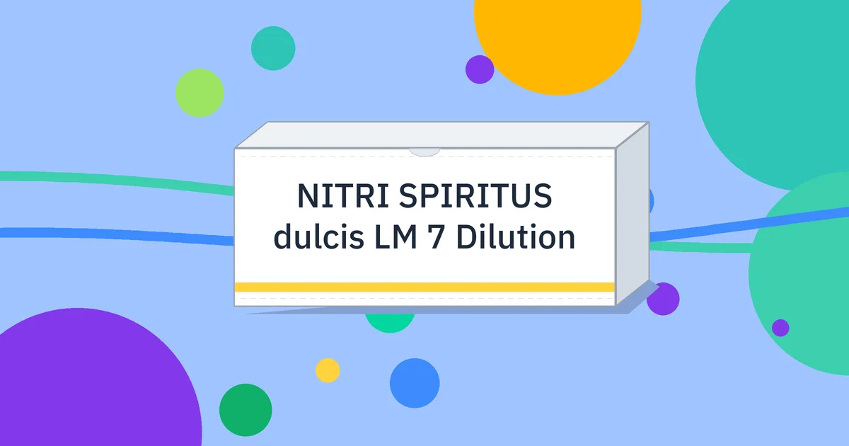 Symbolbild: Packung mit der Aufschrift NITRI SPIRITUS dulcis LM 7 Dilution (PZN 13619528) – Verfügbarkeit und Bezug in Apotheken in Frankfurt am Main