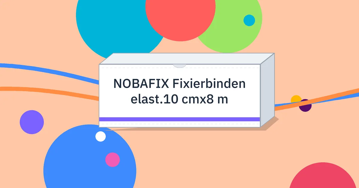 Symbolbild: Packung mit der Aufschrift NOBAFIX Fixierbinden elast.10 cmx8 m (PZN 07384877) – Verfügbarkeit und Bezug in Apotheken in Frankfurt am Main