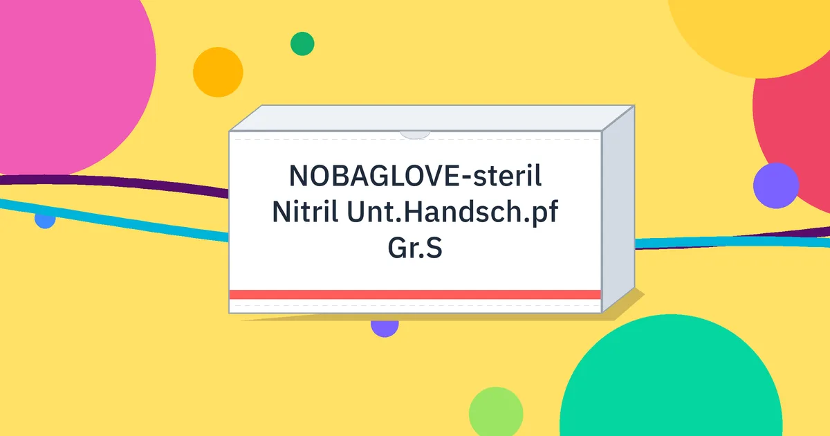 Symbolbild: Packung mit der Aufschrift NOBAGLOVE-steril Nitril Unt.Handsch.pf Gr.S (PZN 18136094) – Verfügbarkeit und Bezug in Apotheken in Frankfurt am Main