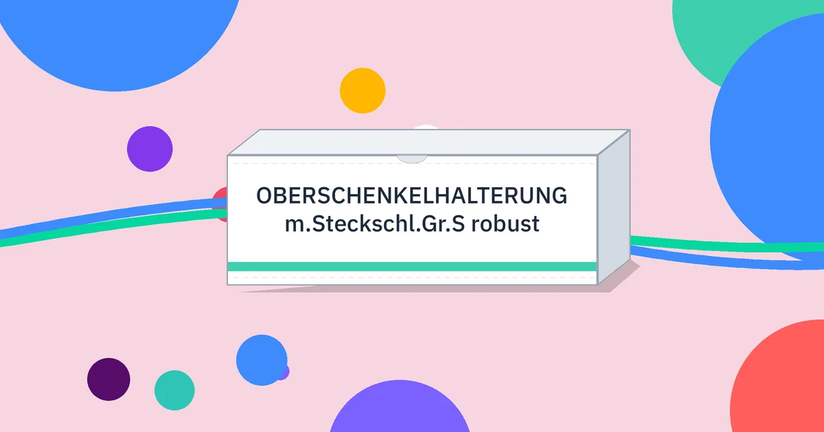 Symbolbild: Packung mit der Aufschrift OBERSCHENKELHALTERUNG m.Steckschl.Gr.S robust (PZN 11568761) – Verfügbarkeit und Bezug in Apotheken in Frankfurt am Main