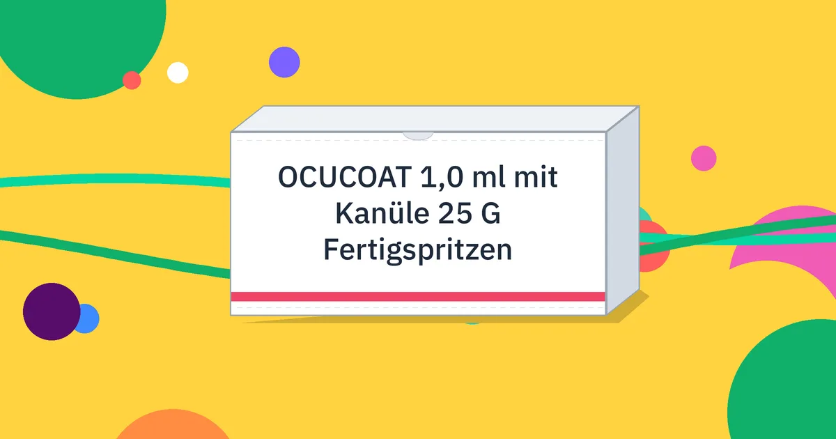 Symbolbild: Packung mit der Aufschrift OCUCOAT 1,0 ml mit Kanüle 25 G Fertigspritzen (PZN 02267440) – Verfügbarkeit und Bezug in Apotheken in Frankfurt am Main