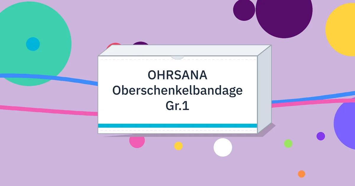 Symbolbild: Packung mit der Aufschrift OHRSANA Oberschenkelbandage Gr.1 (PZN 02669606) – Verfügbarkeit und Bezug in Apotheken in Frankfurt am Main