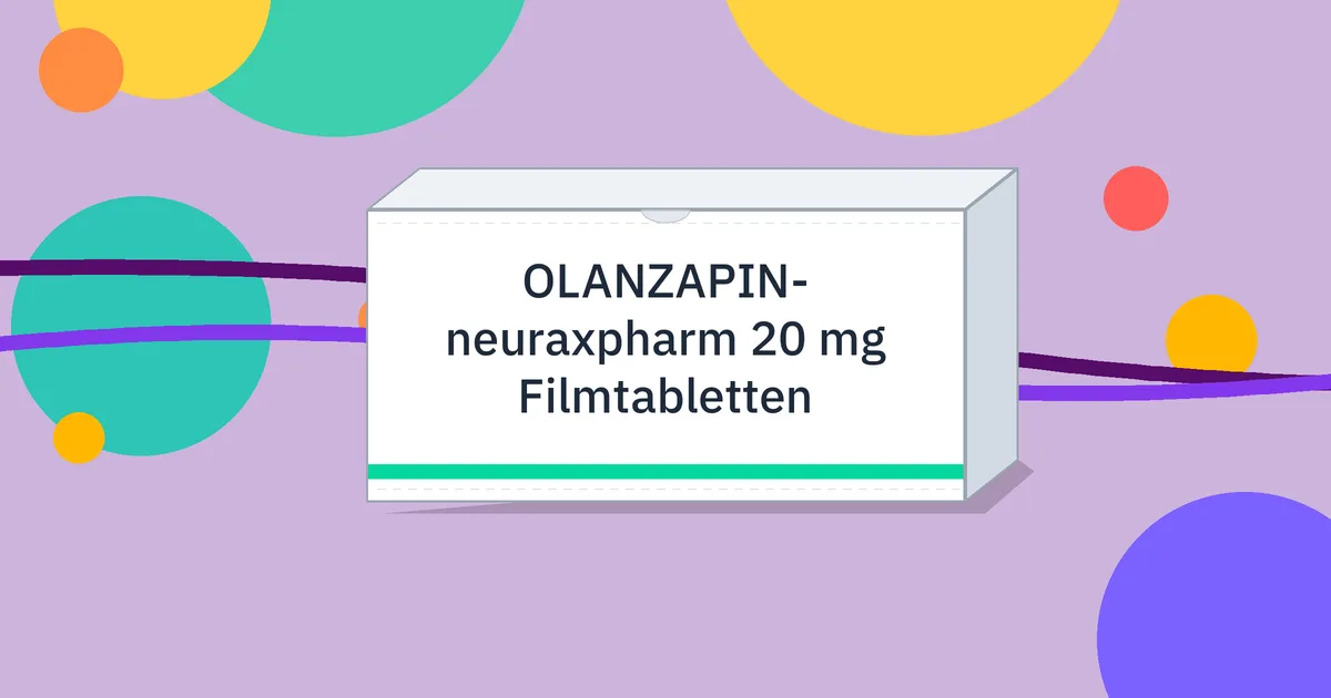 Symbolbild: Packung mit der Aufschrift OLANZAPIN-neuraxpharm 20 mg Filmtabletten (PZN 14448046) – Verfügbarkeit und Bezug in Apotheken in Frankfurt am Main