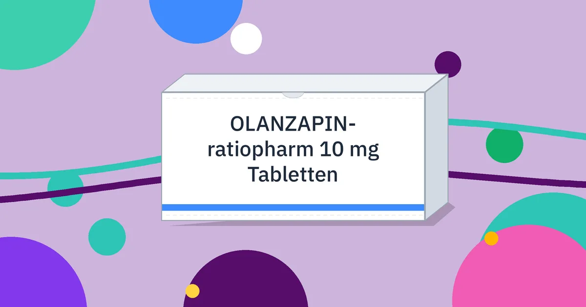 Symbolbild: Packung mit der Aufschrift OLANZAPIN-ratiopharm 10 mg Tabletten (PZN 08475004) – Verfügbarkeit und Bezug in Apotheken in Frankfurt am Main